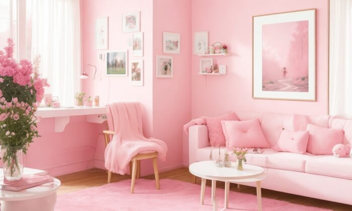 Create a cozy art space with a pink aesthetic